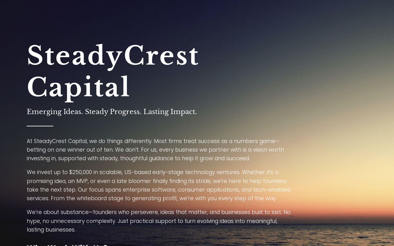 SteadyCrest Capital | Bold Ideas, Steady Growth, Lasting Impact